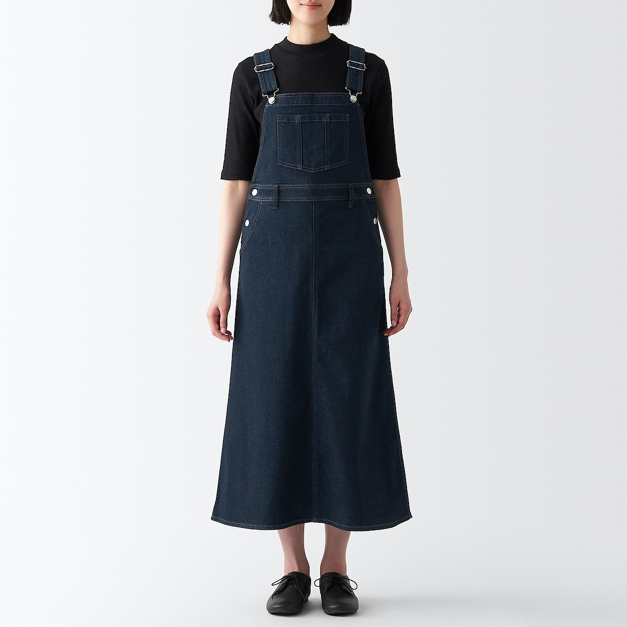 ストレッチデニムサロペットスカート 無印良品