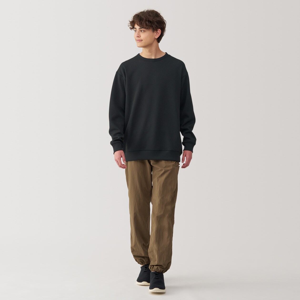 紳士 UVカット乾きやすいワッフル長袖Tシャツ | 無印良品